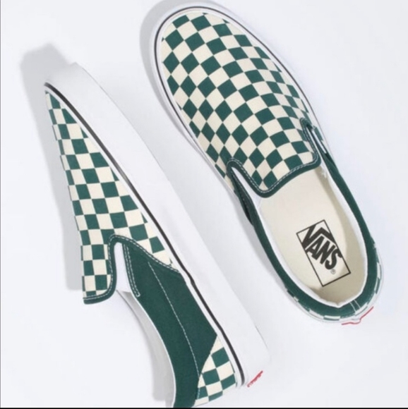 Vans | Shoes | Vans Green Checkered Slip On | Poshmark